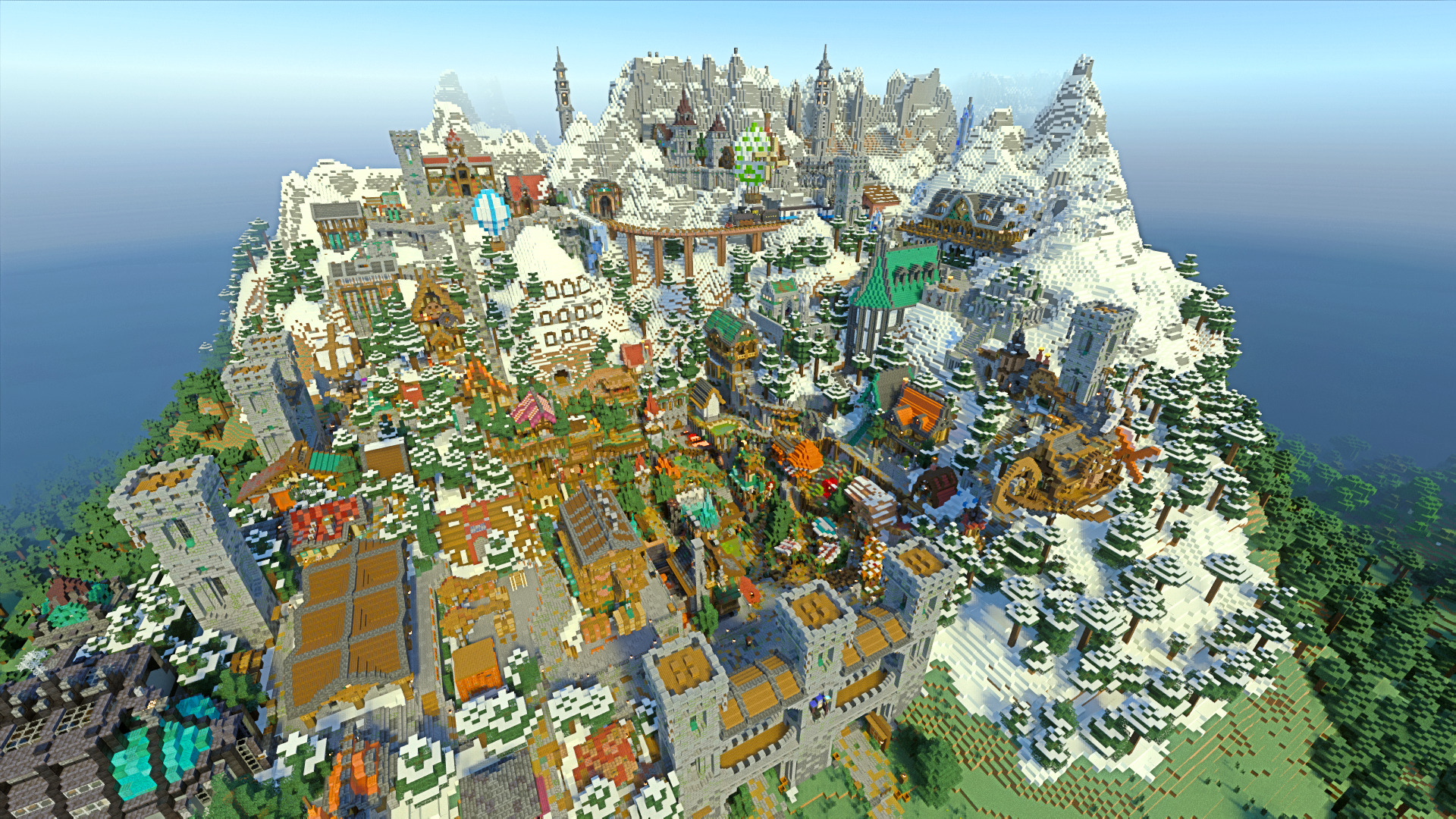 【散策ワールド】雪山の街【統合版】 | クラフターズコロニー -マイクラの配布サイト-